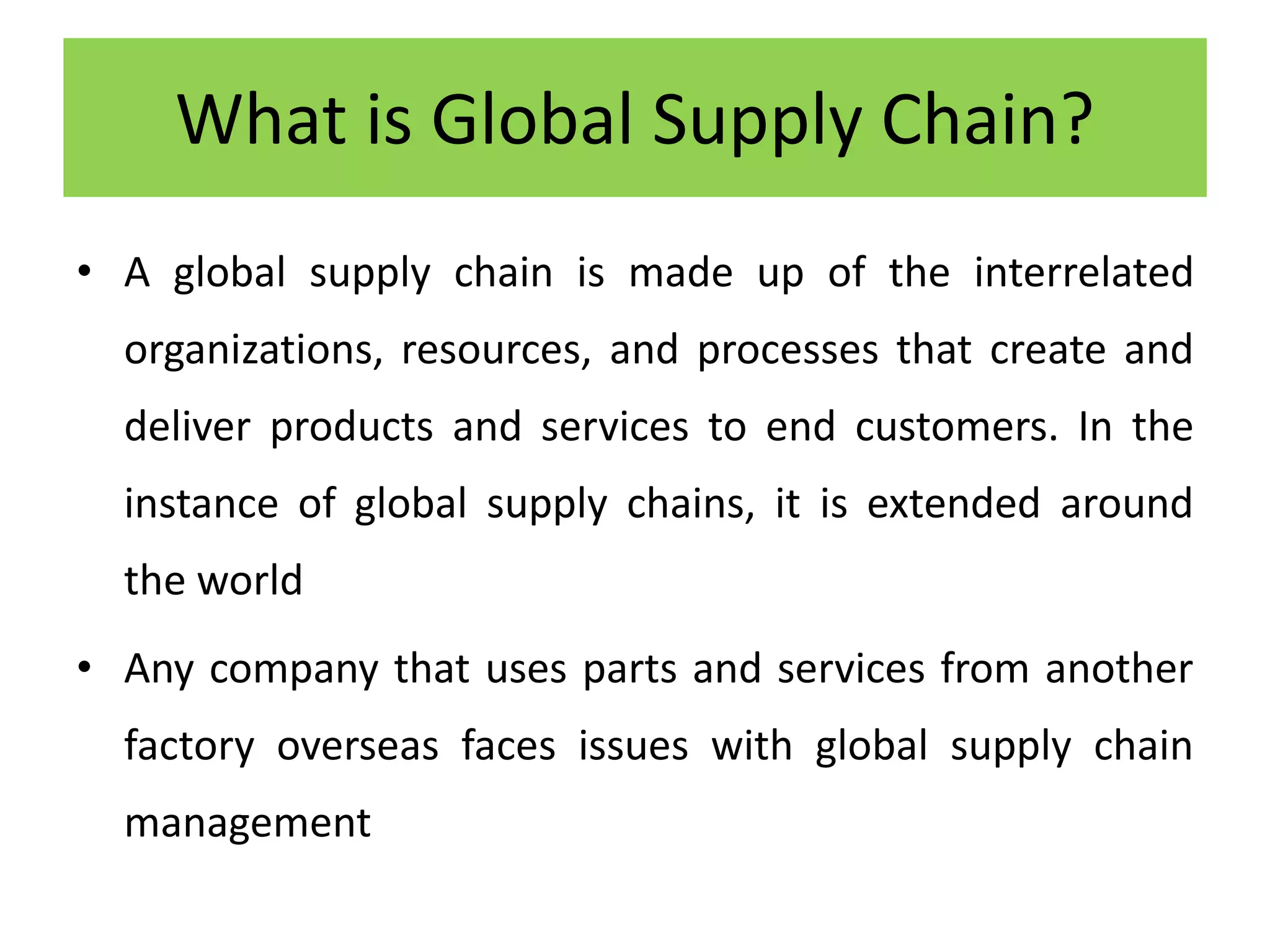 Global supply chain management | PPTX | Business | Business and Finance