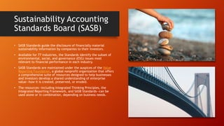 Global Sustainability Best Practices - GRI, IIRC, SASB & VRF | PPTX