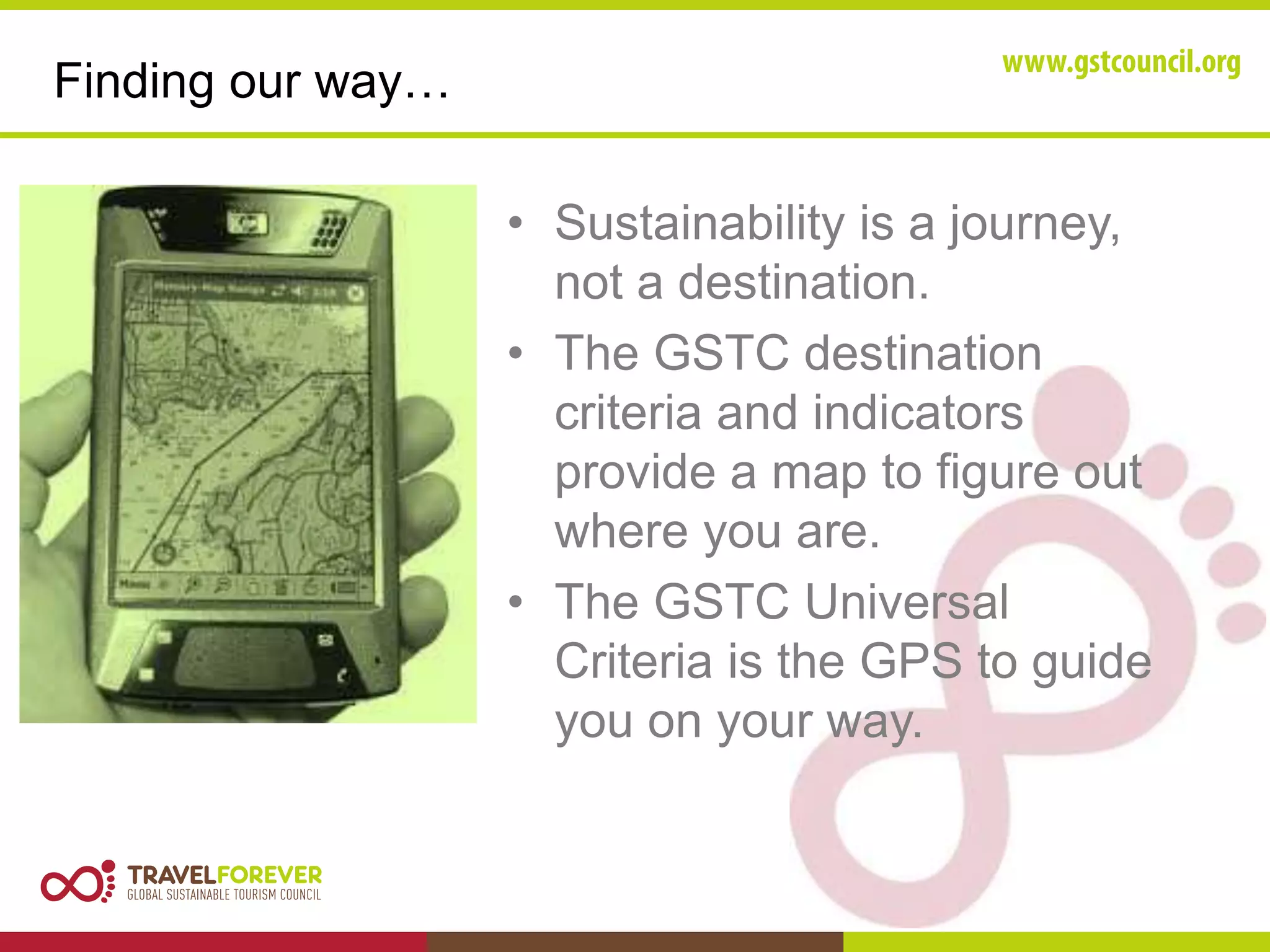 Global sustainable tourism criteria for destinations gp red | PPTX