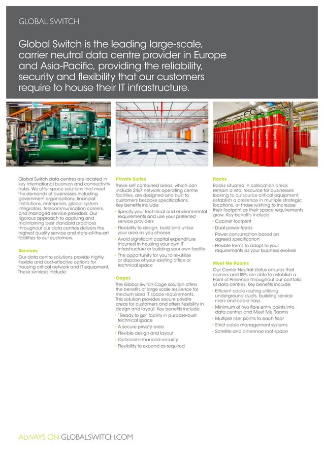 Global Switch Sydney East data centre Technical Specification | PDF