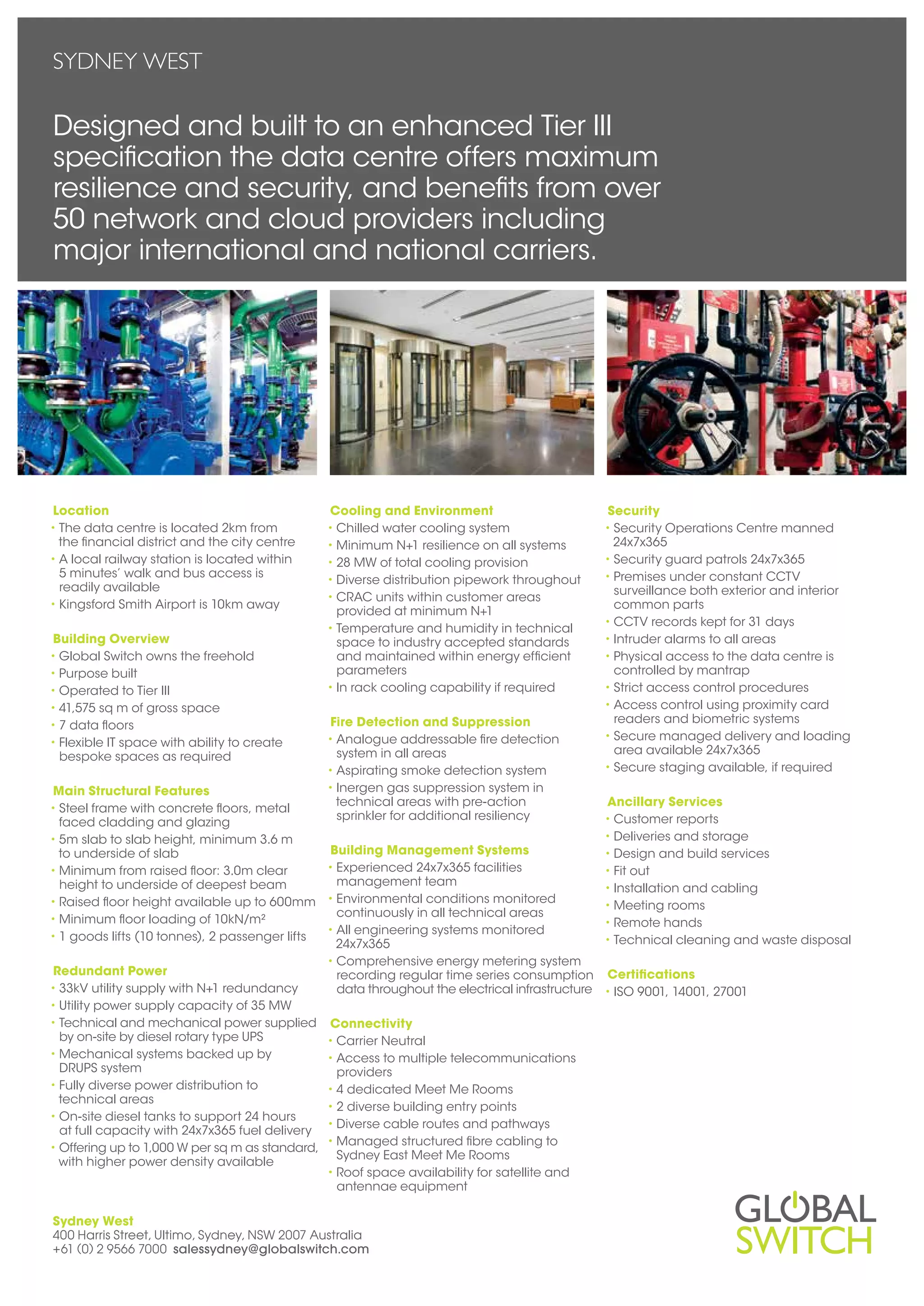 Global Switch Sydney West data centre Technical Specification | PDF