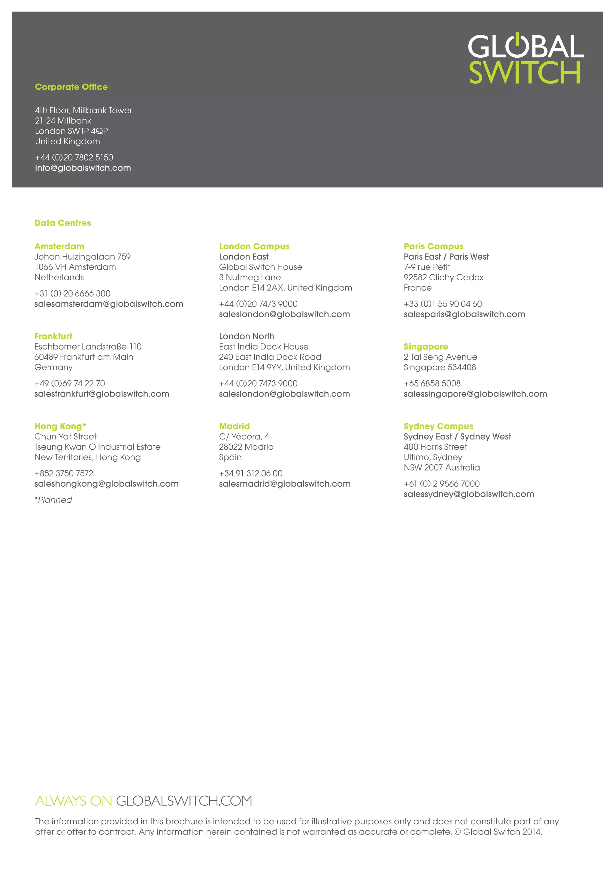 Global Switch Sydney West data centre Technical Specification | PDF