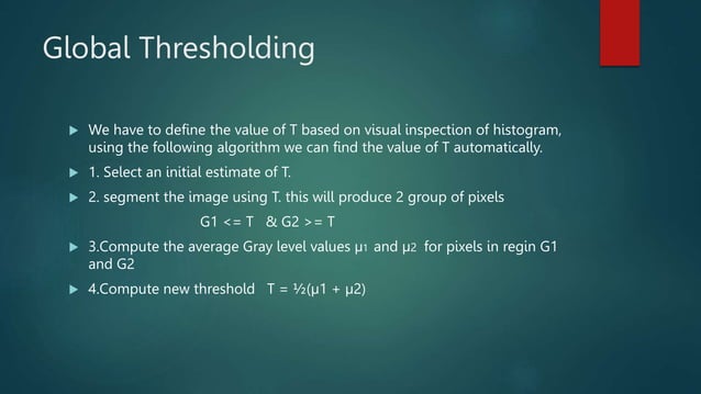 Global Thresholding Machine Learning Example | PPT