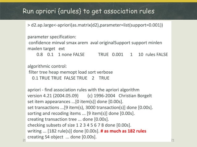 Visualization of Supervised Learning with {arules} + {arulesViz} | PPT