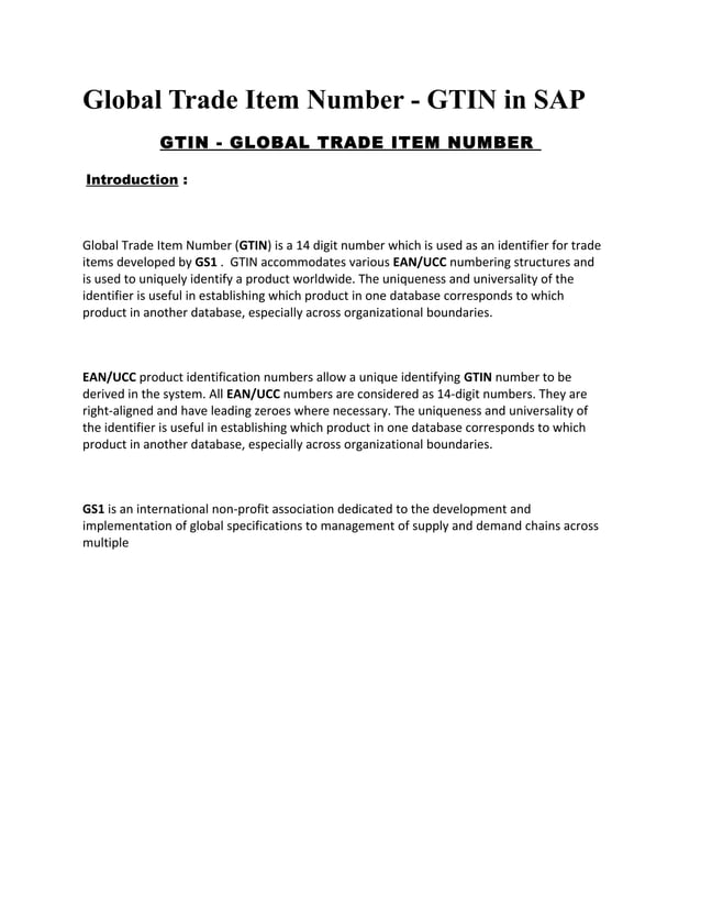 Global trade item number | DOC