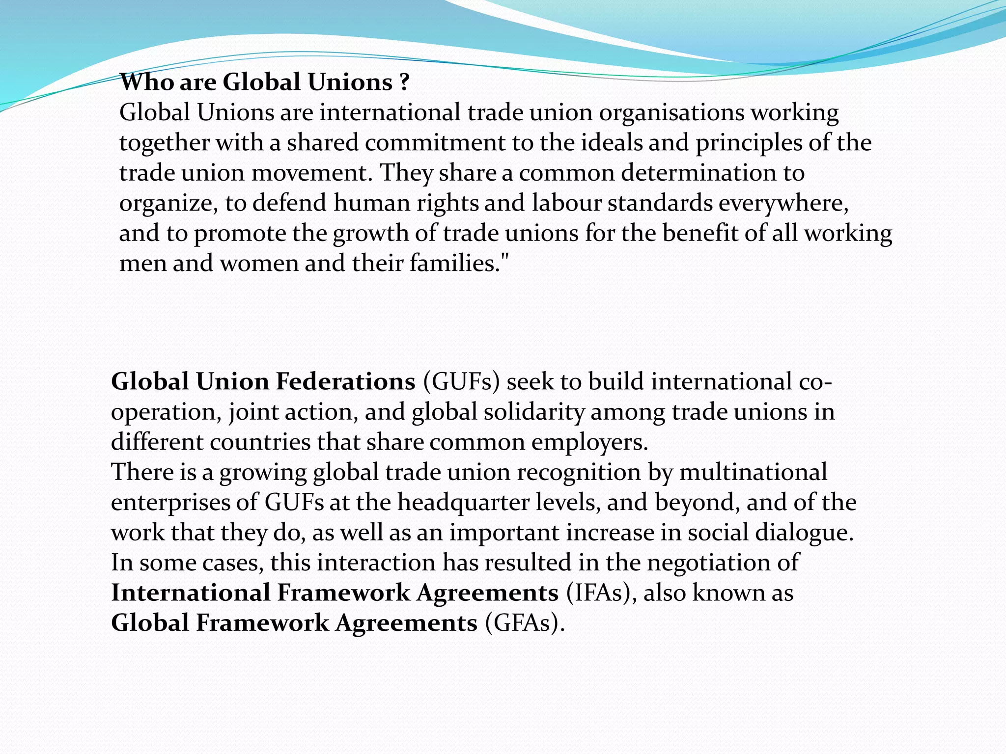 Global unions, regional integration and framework agreements | PPTX