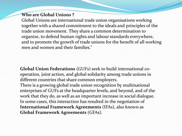 Global unions, regional integration and framework agreements | PPTX ...