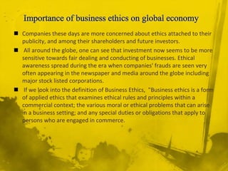 Global values to business ethics ... | PPTX