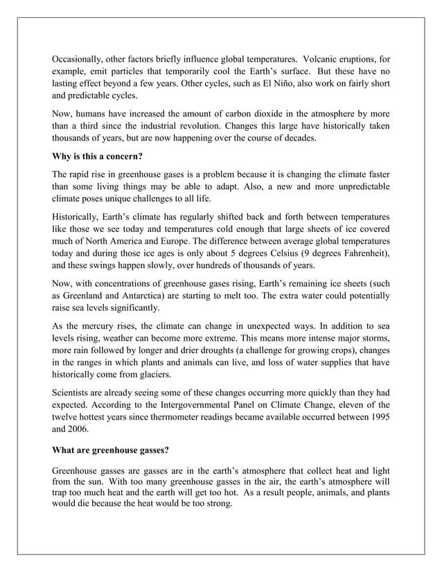 Global Warming Project | DOC | Geography | Science