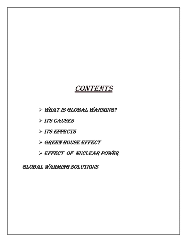 Global Warming Project | DOC | Geography | Science