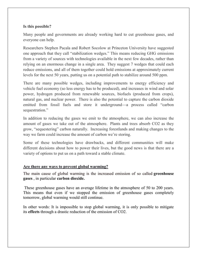 Global Warming Project | DOC | Geography | Science