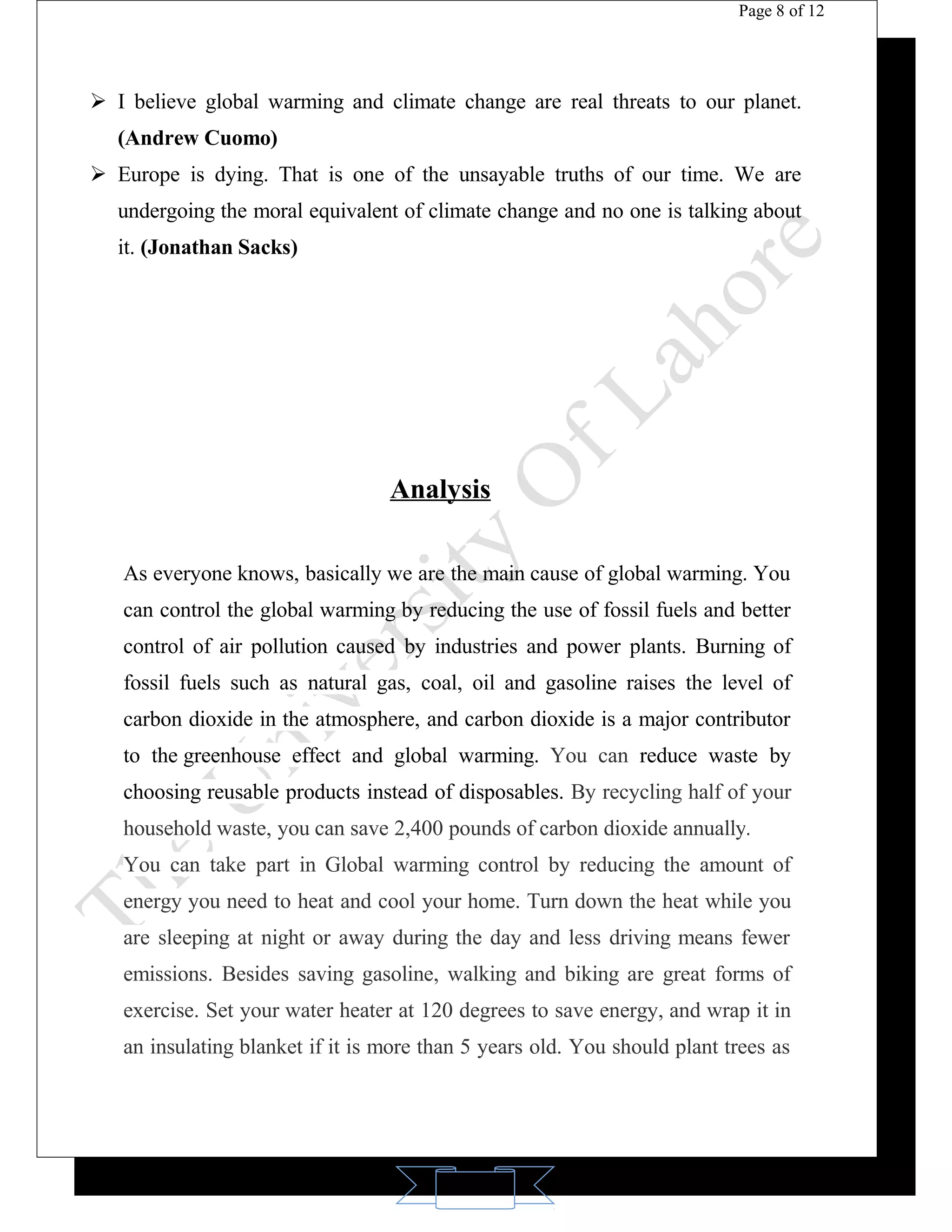 Global warming assignment | DOC