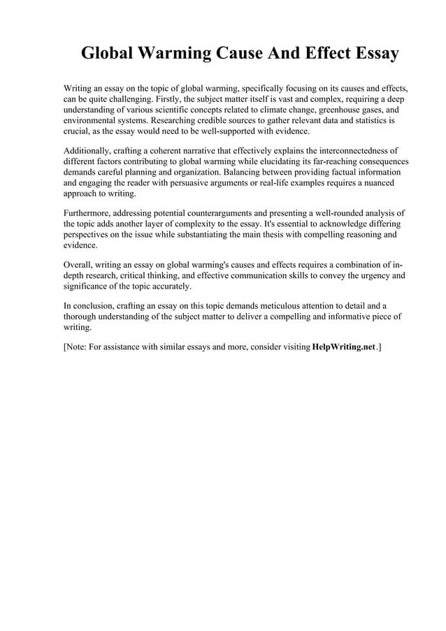 Global Warming Cause And Effect Essay.pdf | Environment | Science