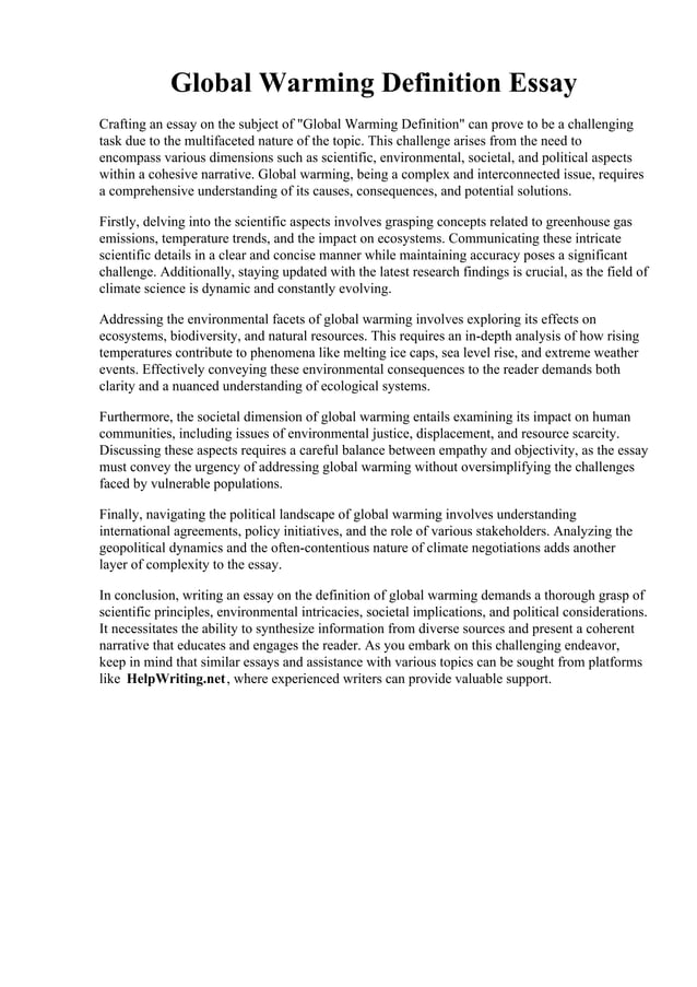 Global Warming Definition Essay | PDF