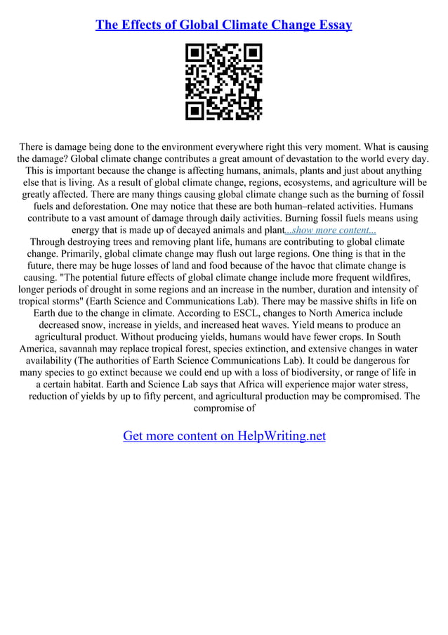 Global Warming Effects Essay | PDF