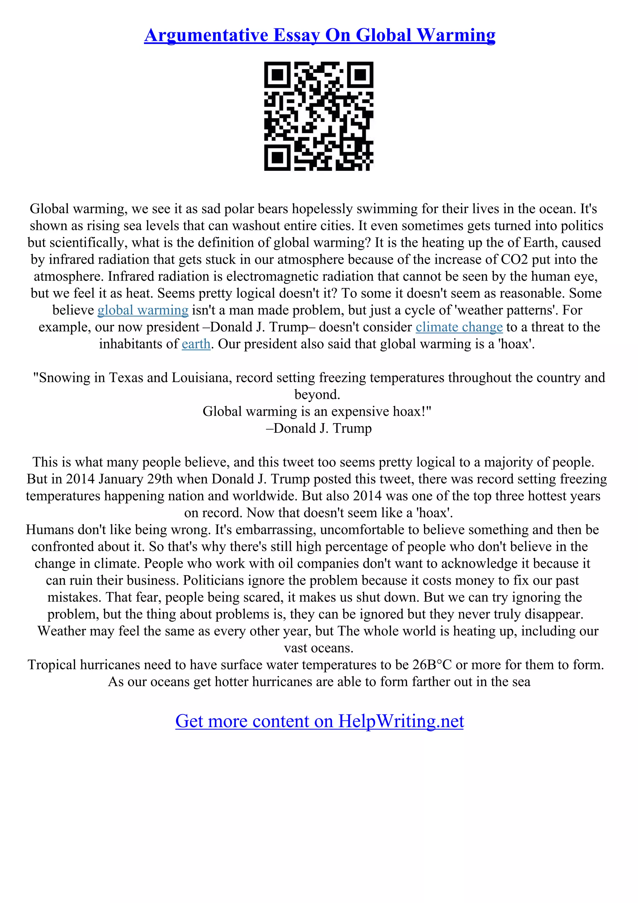 Global Warming Essay Conclusion | PDF | Indoor Environmental Quality ...