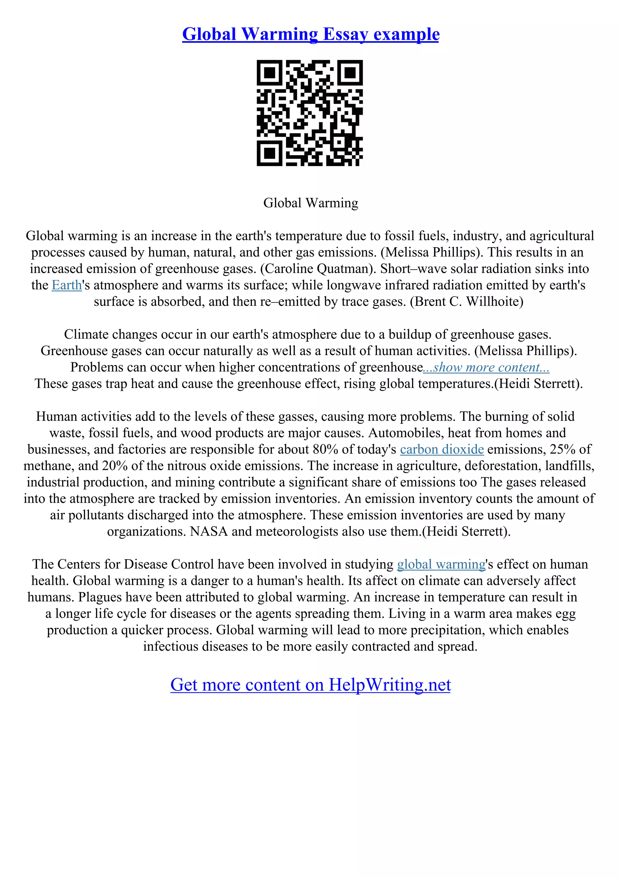 Global Warming Essay Conclusion | PDF