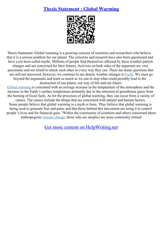 Global Warming Essay Conclusion | PDF