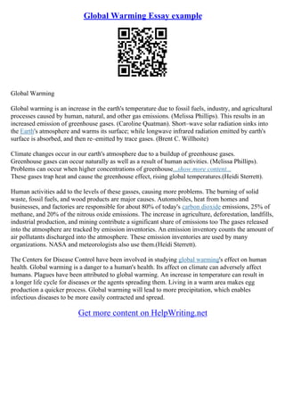 Global Warming Essays | PDF