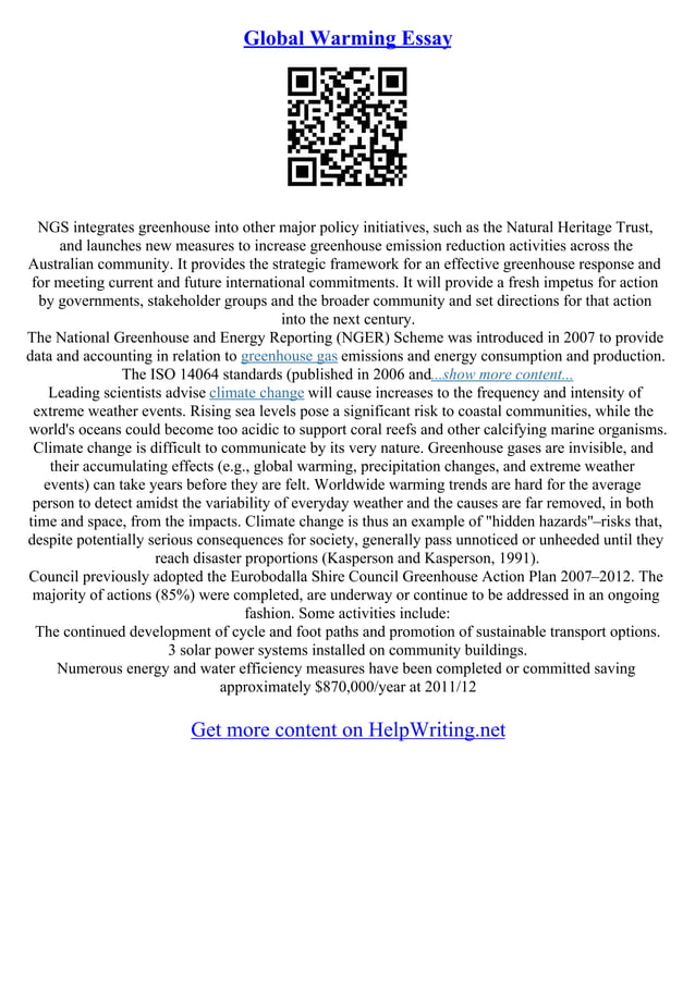 Global Warming Essays | PDF