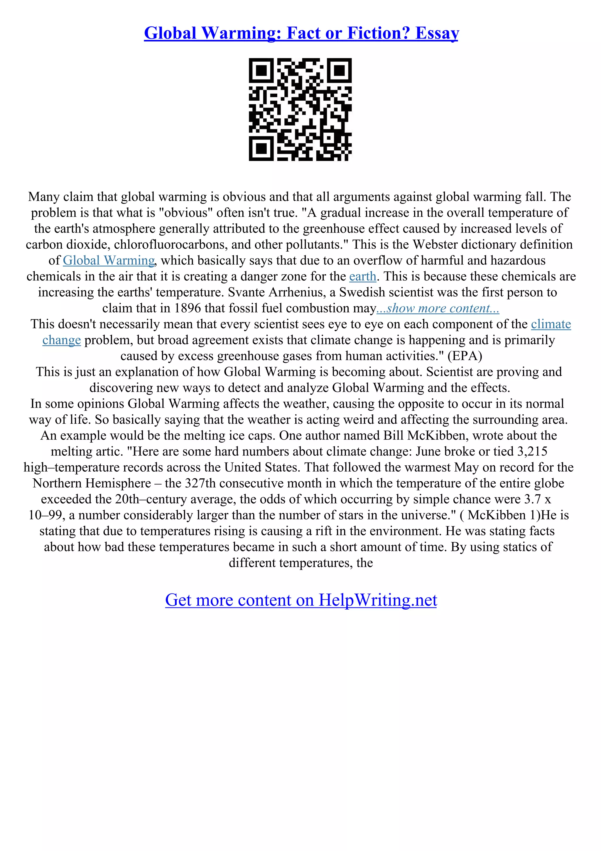 Global Warming Essay Writing | PDF