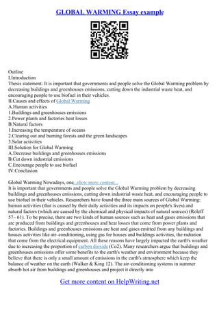 Global Warming Paper Outline