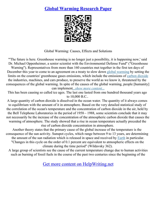Global Warming Solution Essay | PDF