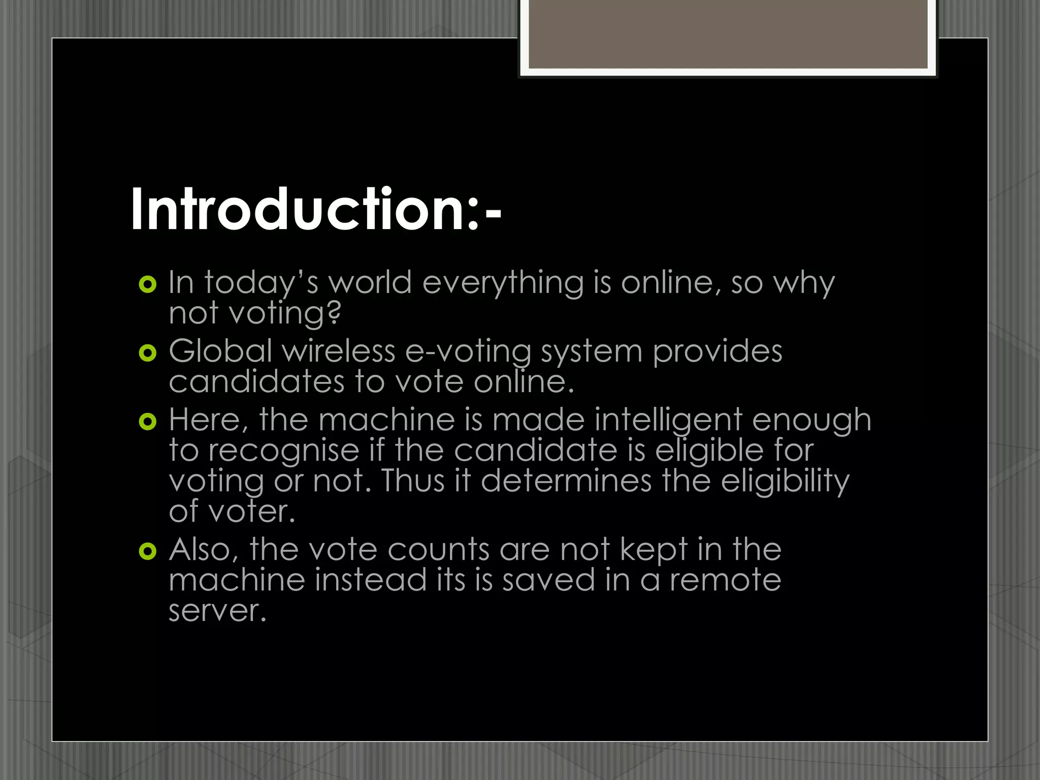 Global wireless e voting powerpoint presentation | PPTX