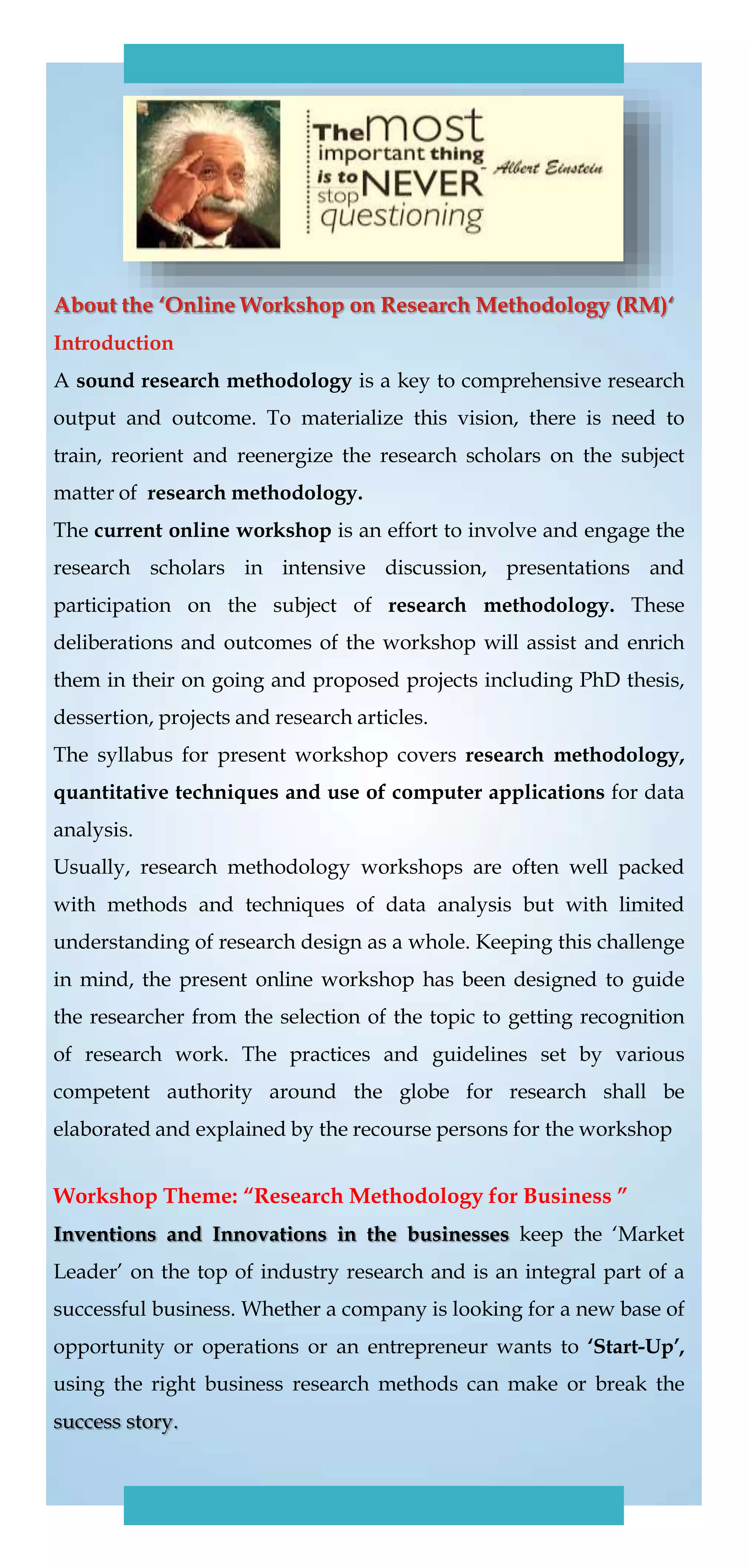 Global workshop on Research Methodology | PPTX