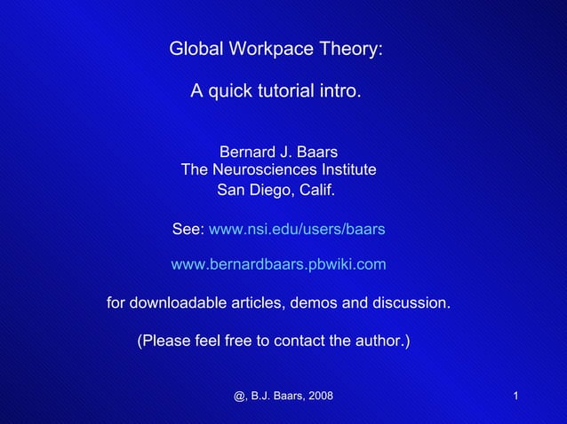 Global workspace theory tutorial | PPT | Theater | Fine Art