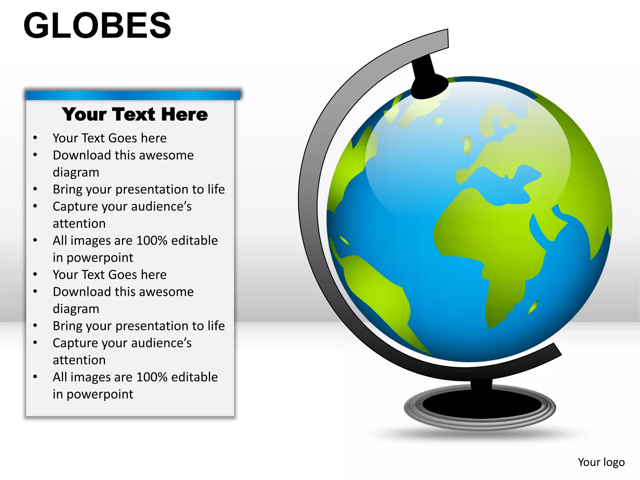 Globes earth continents powerpoint presentation templates | PPTX