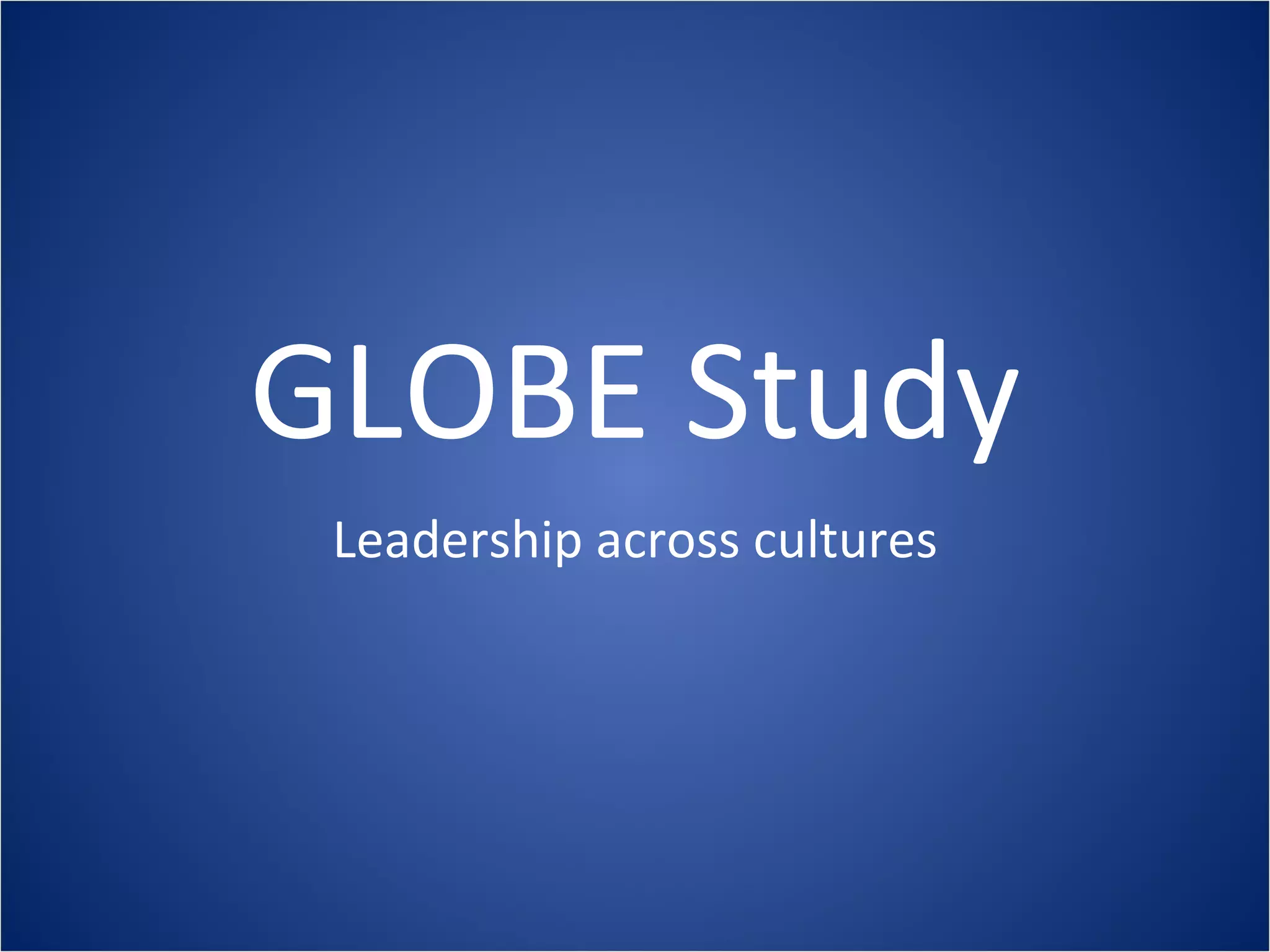 Leadership & Culture: Globe Study | PPT