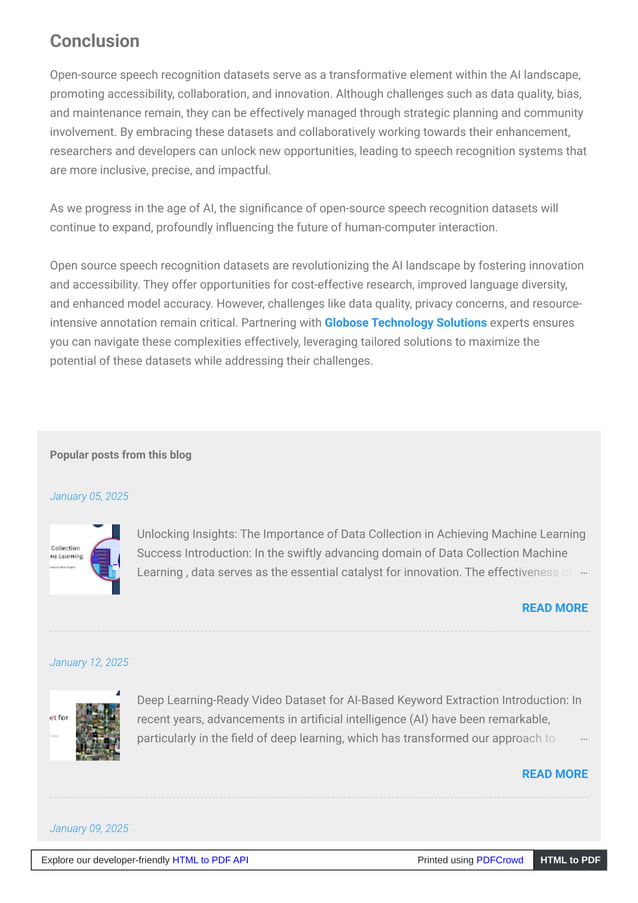 Open Source Speech Recognition Datasets: Opportunities and Challenges | PDF