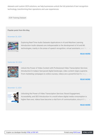 From Data Collection to Text Recognition: The OCR Training Dataset Journey | PDF