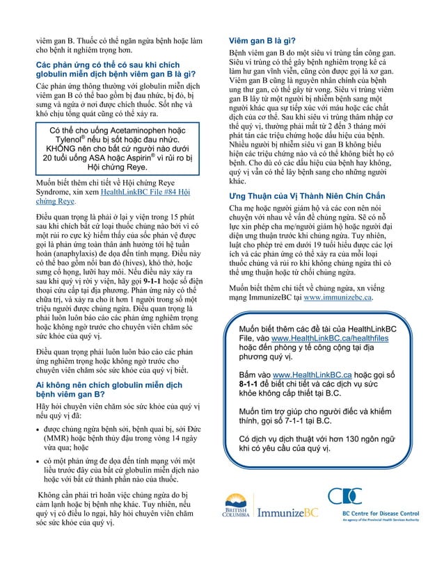 Globulin Miễn Dịch Viêm Gan B | PDF