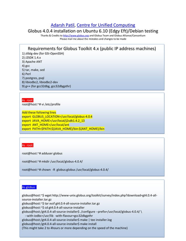 Globus toolkit4installationguide | PDF