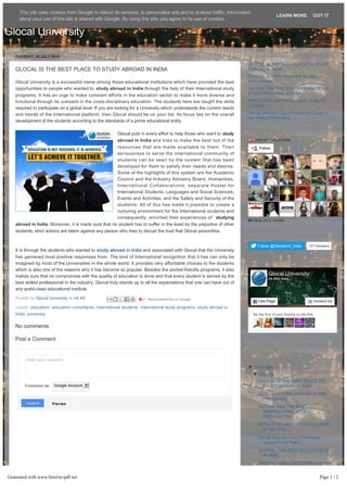 GLOCAL IS THE BEST PLACE TO STUDY ABROAD IN INDIA | PDF