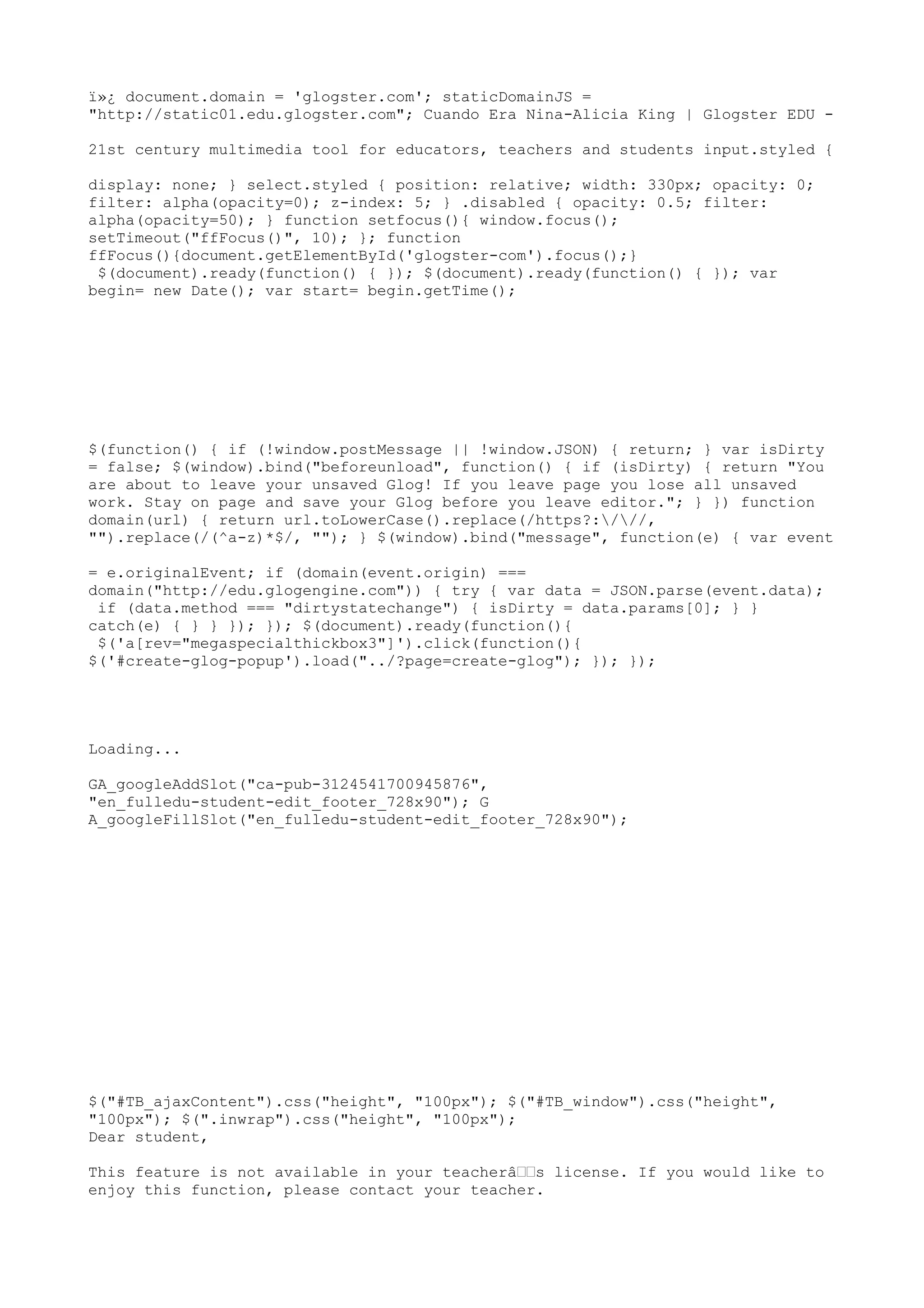 Glogster alicia king | TXT