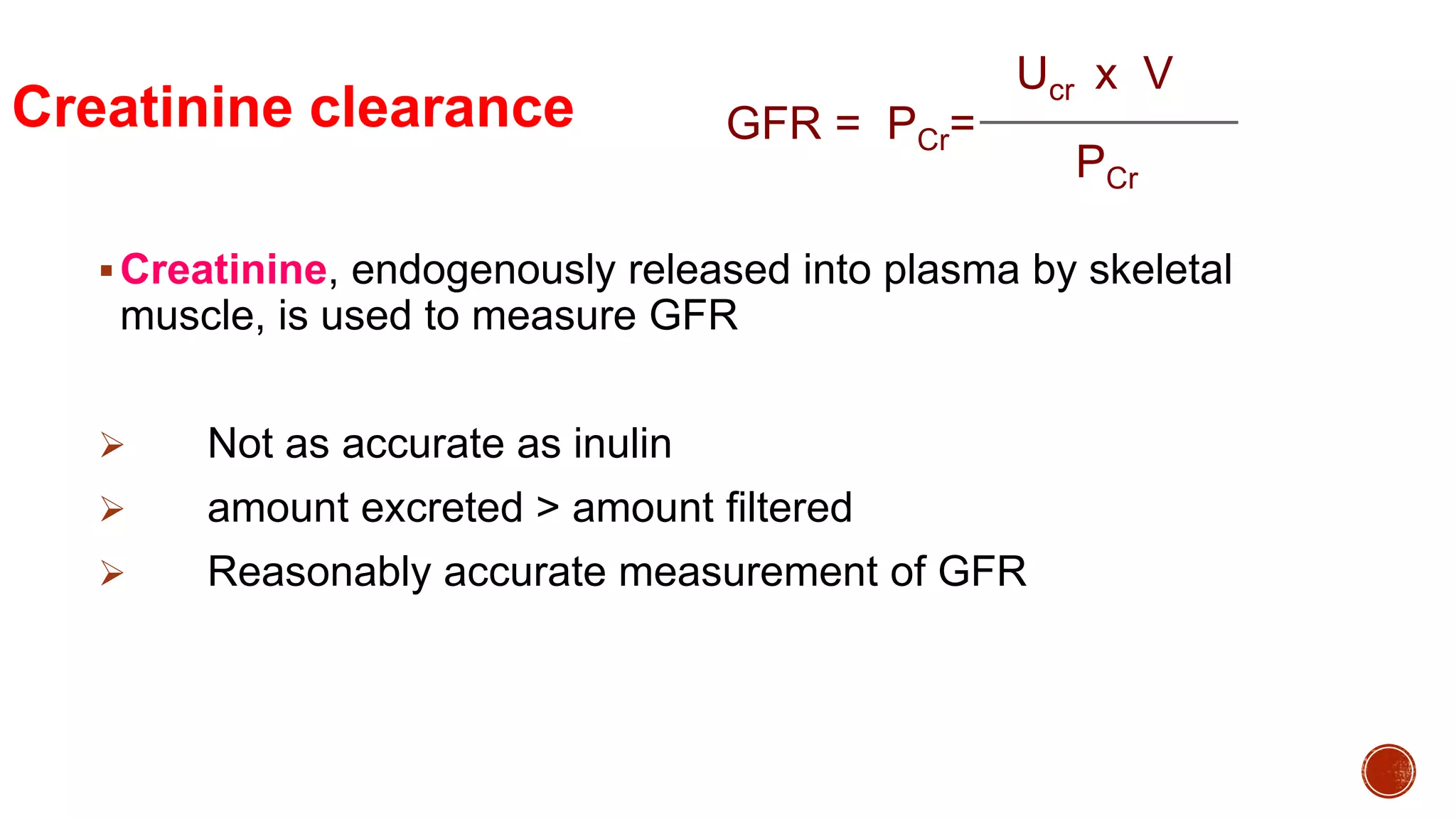 Glomerular filtration rate and renal blood flow | PPTX