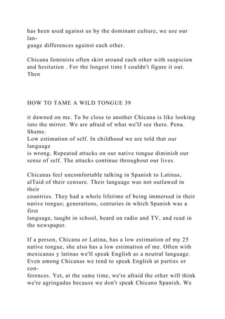GLORIA ANZALDUA How to Tame a Wild Tongue Gloria Anzal.docx