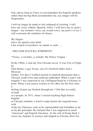 GLORIA ANZALDUA How to Tame a Wild Tongue Gloria Anzal.docx