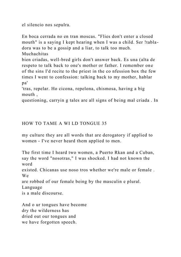 GLORIA ANZALDUA How to Tame a Wild Tongue Gloria Anzal.docx