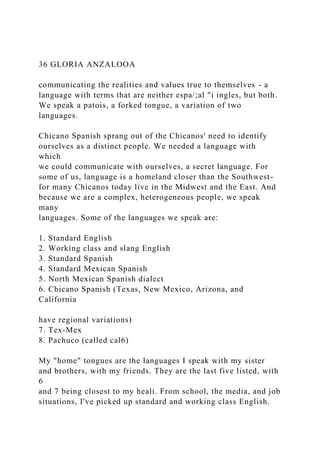 GLORIA ANZALDUA How to Tame a Wild Tongue Gloria Anzal.docx