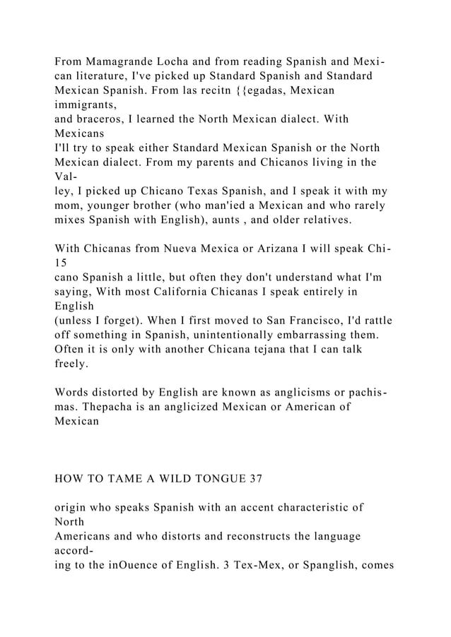 GLORIA ANZALDUA How to Tame a Wild Tongue Gloria Anzal.docx