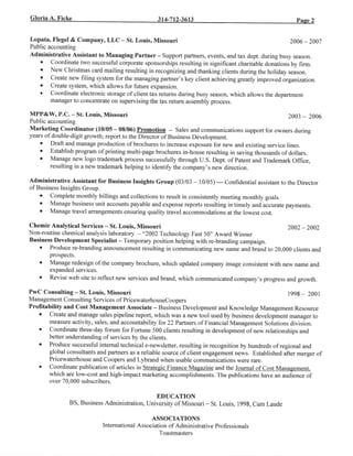 Gloria Ficke's Resume | PDF | Business Accounting & Finance | Business