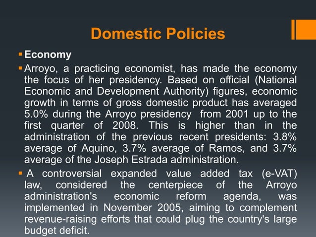 Gloria Macapagal Arroyo Precidency | PPTX | Civic affairs | Politics