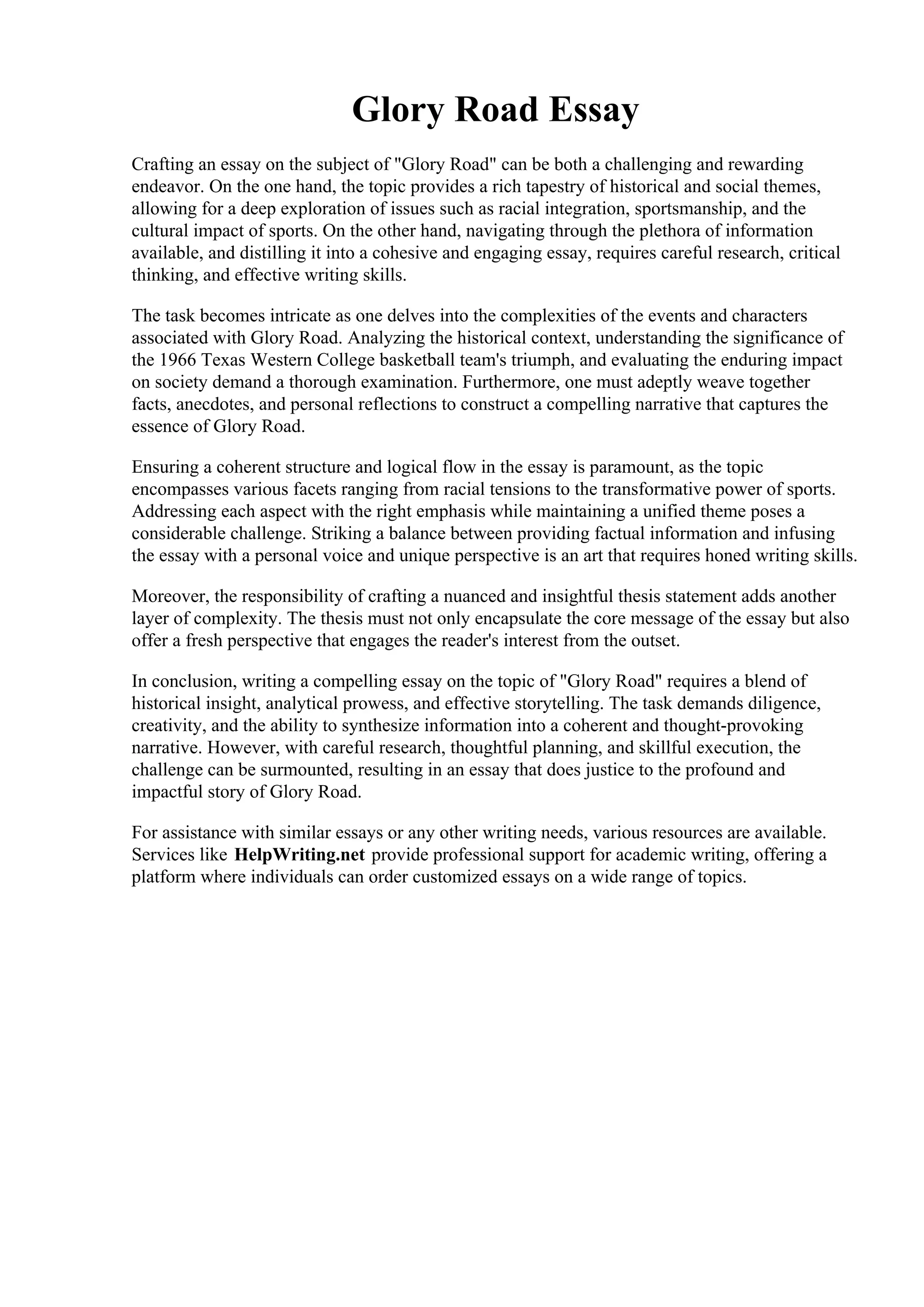 Glory Road Essay. Glory Road Vs Remember The Titans PPT | PDF