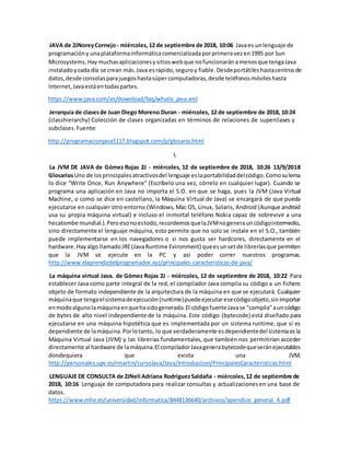 Glosario de palabras reservadas en JAVA | DOCX
