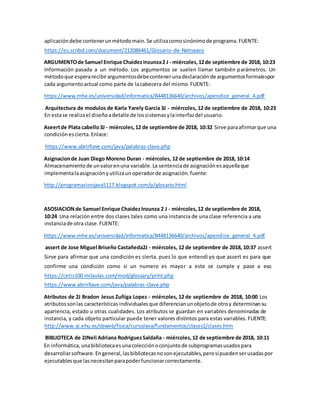 Glosario de palabras reservadas en JAVA | PDF
