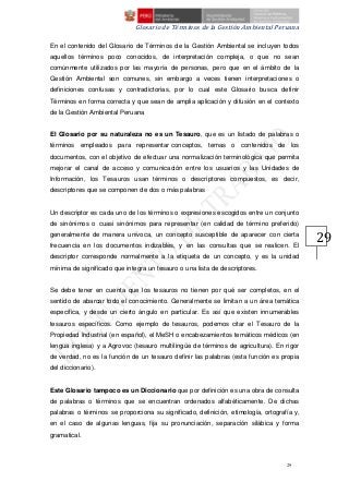 MINAM - Glosario de terminos en gestión ambiental | PDF